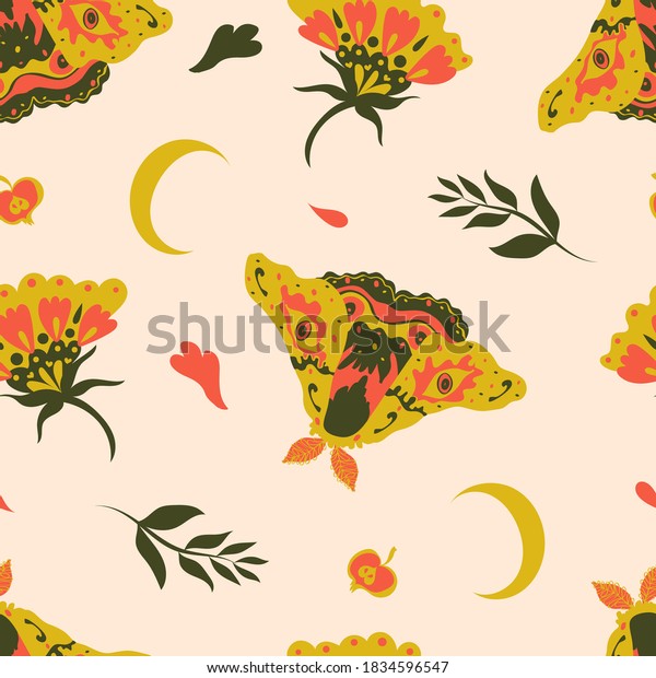 Cute Autumnal Pattern Natural Warm Colors Stock Vector (Royalty Free ...