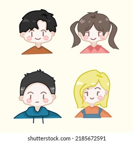 Cute Avatar Collection Vector Illustration Stock Vector (Royalty Free ...