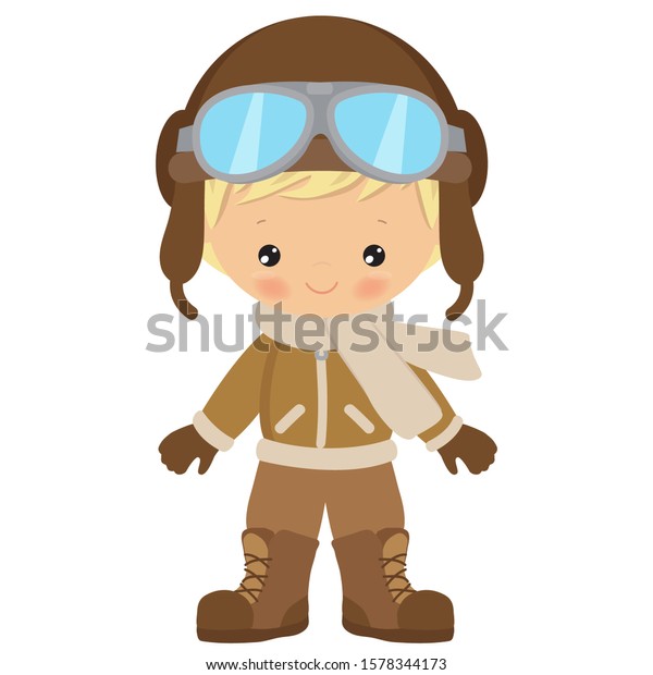 Vektor Stok Cute Aviator Boy Vector Cartoon Illustration (Tanpa Royalti ...