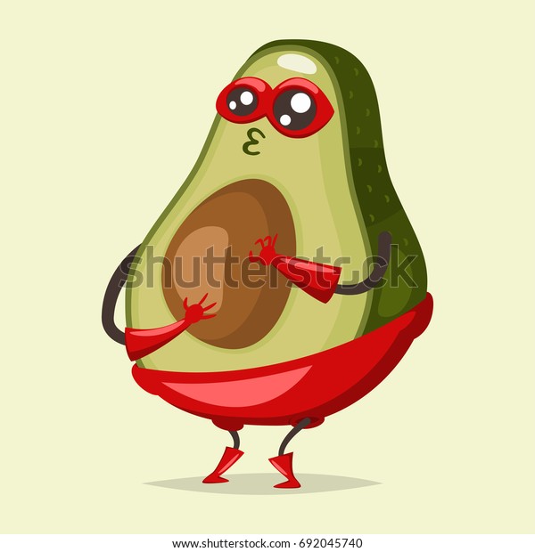 Cute Avocado Cartoon Character Exotic Fruit Stock Vector (Royalty Free ...