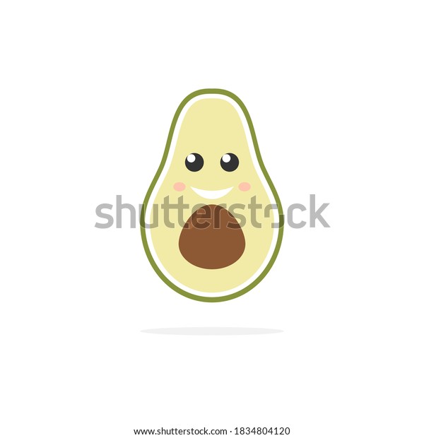 Cute Avocado Smile Icon Fresh Fruit Stock Vector (Royalty Free ...