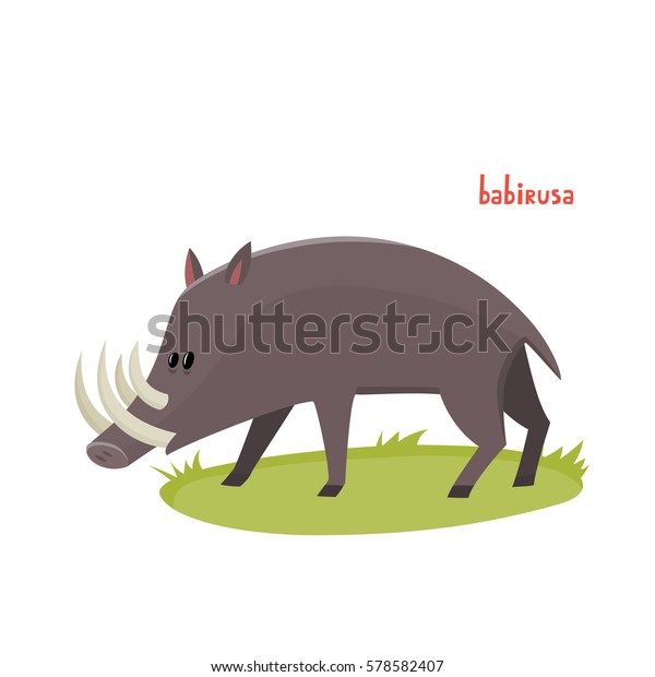 Cute Babirusa Cartoon Style Vector Illustration Stock Vector (Royalty ...