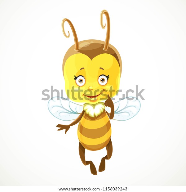 Cute Baby Bee Isolated On White Stock Vector (Royalty Free) 1156039243 ...