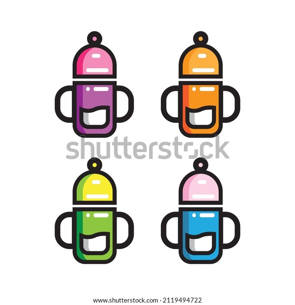Cute Cute Baby Bottles Stock Vector (Royalty Free) 2119494722 ...