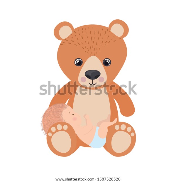 Cute Baby Boy Teddy Bear Design Stock Vector (Royalty Free) 1587528520 ...