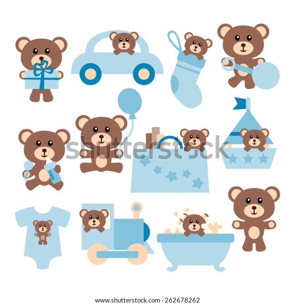 Cute Baby Boy Teddy Bear Vector Stock Vector (Royalty Free) 262678262
