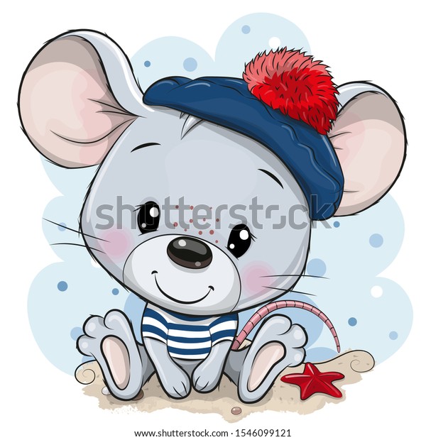 Cute baby cartoon Mouse in sailor costume