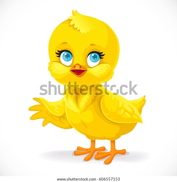Cute Baby Chick Shows Side Isolated Stock Vector (Royalty Free ...