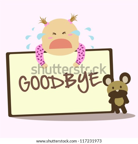 Cute Baby Crying When Holding Goodbye Stock-Vektorgrafik (Lizenzfrei ...