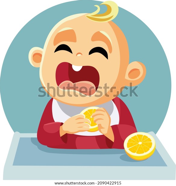 Cute Baby Eating Lemon Vector Cartoon Stock Vector (Royalty Free ...