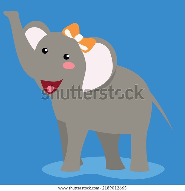 Cute Baby Elephant Bow Stock Vector (Royalty Free) 2189012665 ...