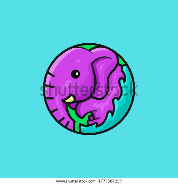 Cute Baby Elephant Circle Stock Vector (Royalty Free) 1775587259 ...
