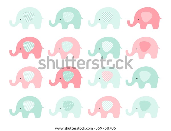 Cute Baby Elephant Set Vector Elephants Stock Vector (Royalty Free ...