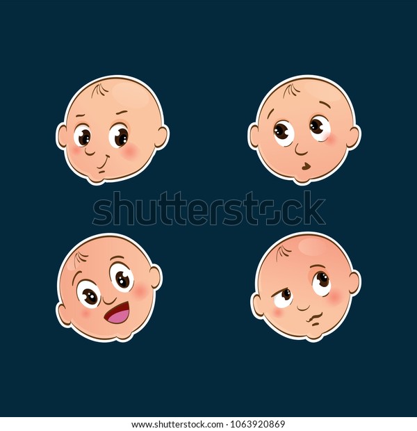Cute Baby Face Expressions Stock Vector (Royalty Free) 1063920869 ...