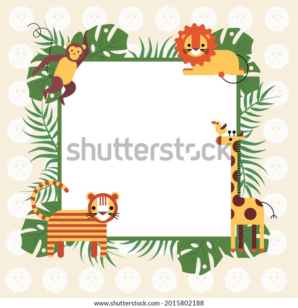 Cute Baby Frame African Animals Tropical Stock Vector (Royalty Free ...