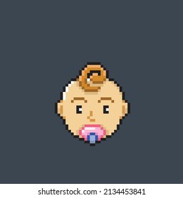 Cute Baby Head Pixel Style Stock Vector (Royalty Free) 2134453841 ...