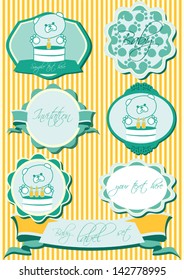 Cute Baby Label Set Stock Vector (Royalty Free) 142778995 | Shutterstock