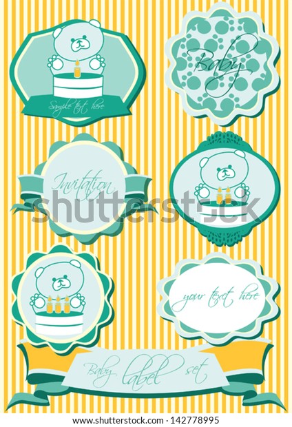 Cute Baby Label Set Stock Vector (Royalty Free) 142778995 | Shutterstock