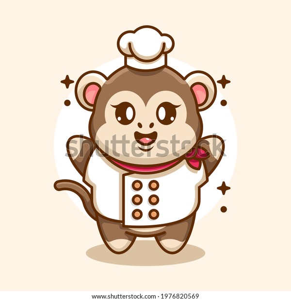 Cute Baby Monkey Chef Cartoon Stock Vector (Royalty Free) 1976820569 ...