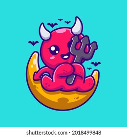 Cute Baby Red Devil On Moon Stock Vector (Royalty Free) 2018499848 ...