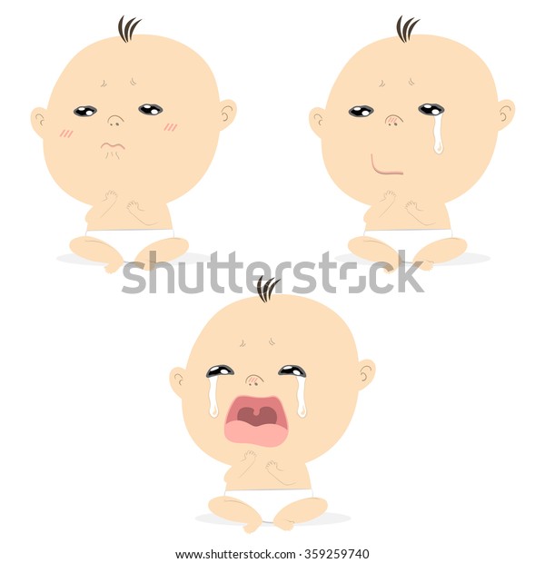 Cute Baby Sad Crying Sitting Emotion Stock Vector (Royalty Free ...