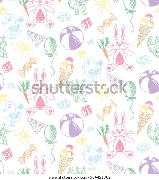 Cute Baby Seamless Pattern Background Pastel Stock Vector (Royalty Free ...