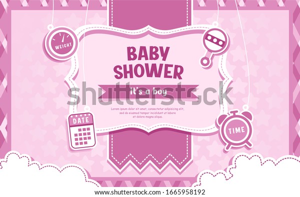 Cute Baby Shower Pink Theme Toys Stock Vector (Royalty Free) 1665958192 ...