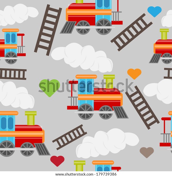 Cute Baby Train Seamless Stock Vector (Royalty Free) 179739386