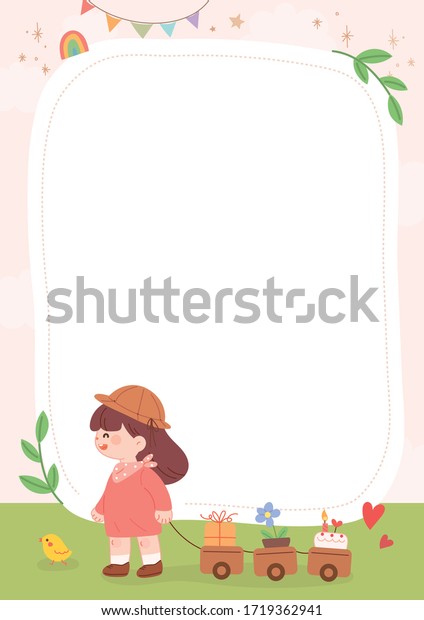 Cute Background Kindergarten Notice Cute Hand Stock Vector (Royalty ...