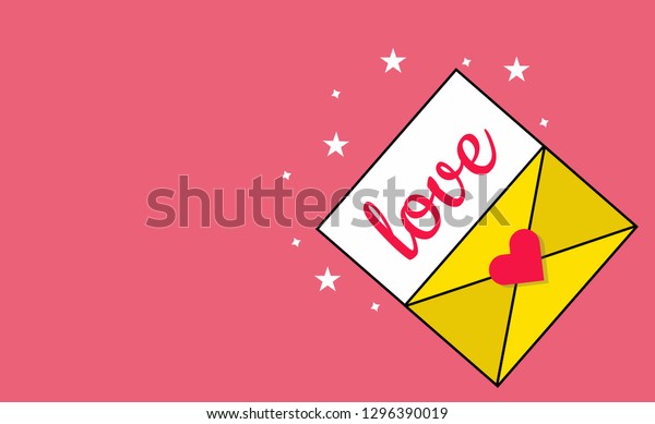 Cute Background Yellow Envelope Love Letter Stock Vector (Royalty Free ...