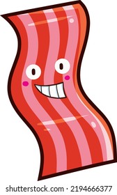Cute Bacon Cartoon Character Smiling Stock Vector (Royalty Free ...