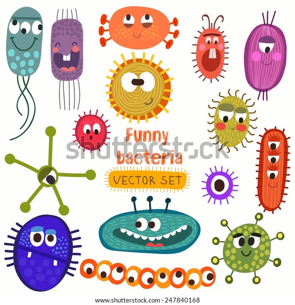 Cute Bacteria Set Funny Funny Characters: vetor stock (livre de ...