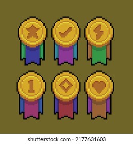 Cute Badges Made Pixel Art Style Stock Vector (Royalty Free) 2177631603 ...