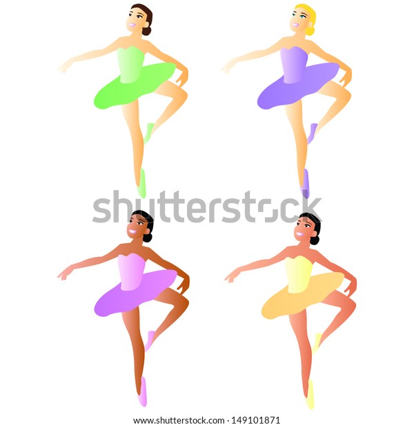 Cute Ballerina Cartoon Set Stock Vector (Royalty Free) 149101871 ...
