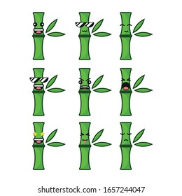 Cute Bamboo Emoticon Cartoon Vector Stock Vector (Royalty Free ...