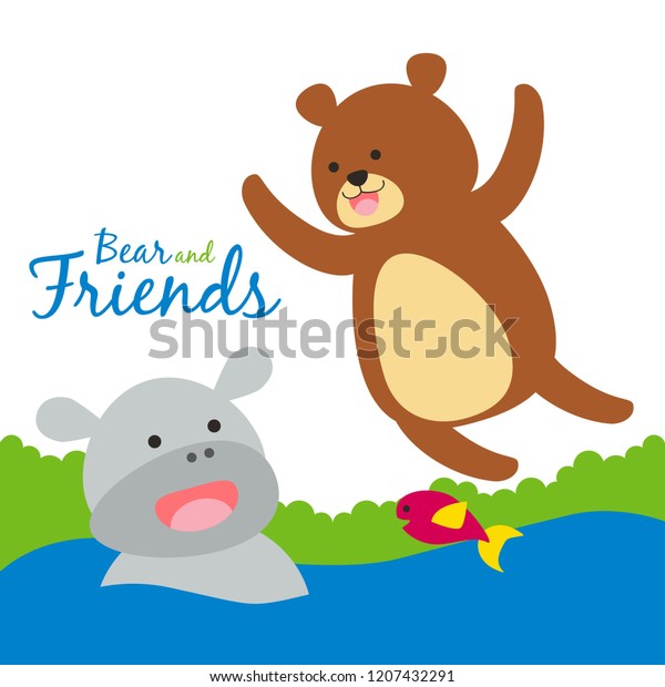 Cute Bear Friends Illustration Stock Vector (Royalty Free) 1207432291 ...