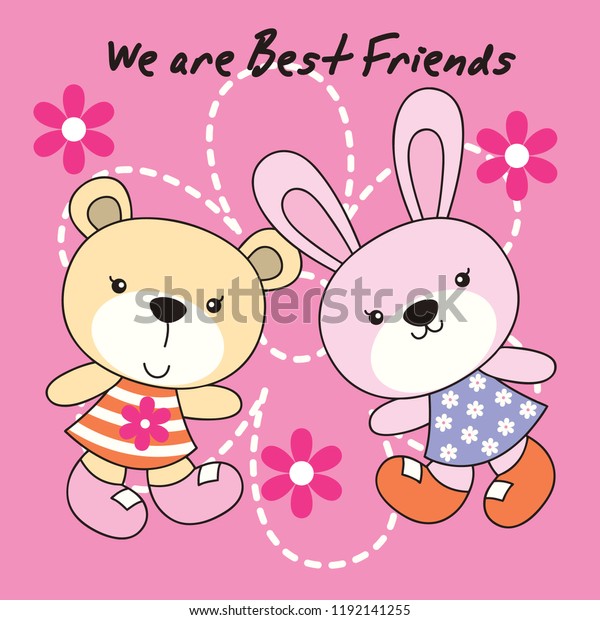 Vector de stock (libre de regalías) sobre Cute Bear Rabbit Cartoon ...
