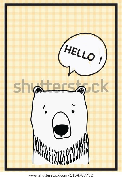 Cute Bear Saying Hello Hand Drawn Stock Vector (Royalty Free ...