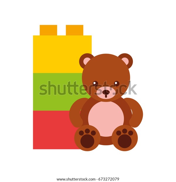 Cute Bear Teddy Blocks Stock Vector (Royalty Free) 673272079