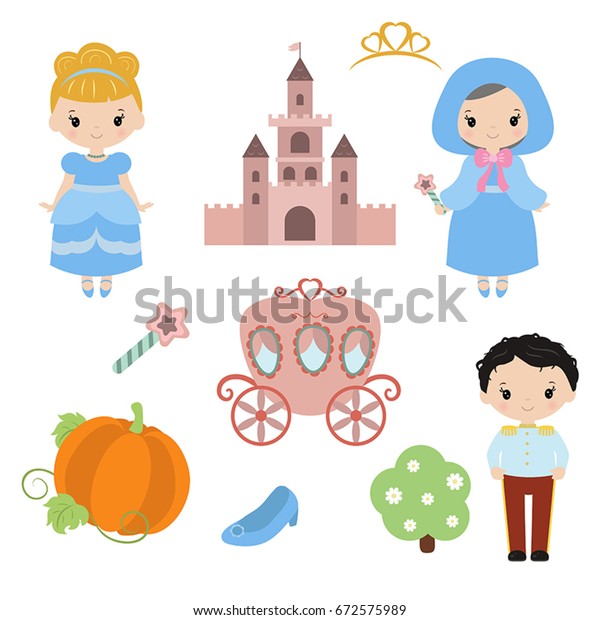 Cute Beautiful Princess Cinderella Vector Illustration Stock Vector ...