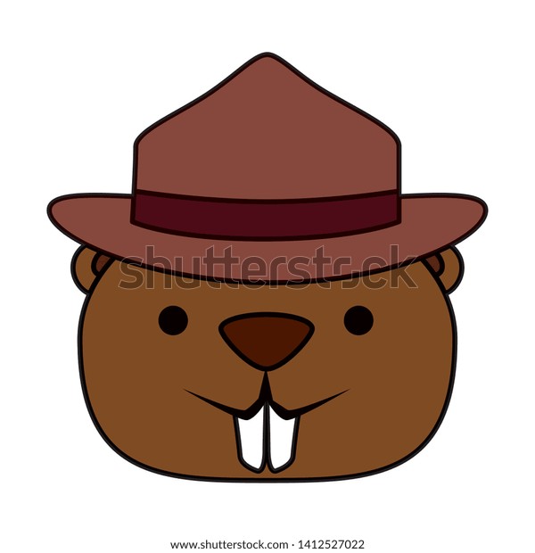 Cute Beaver Ranger Hat Mascot Animal Stock Vector (Royalty Free ...