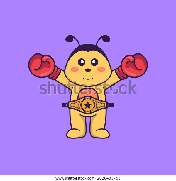 Cute Bee Boxer Costume Champion Belt Stock Vector (Royalty Free ...