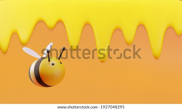 Cute Bee Cartoon Style Dripping Honey Stock Vector (Royalty Free ...