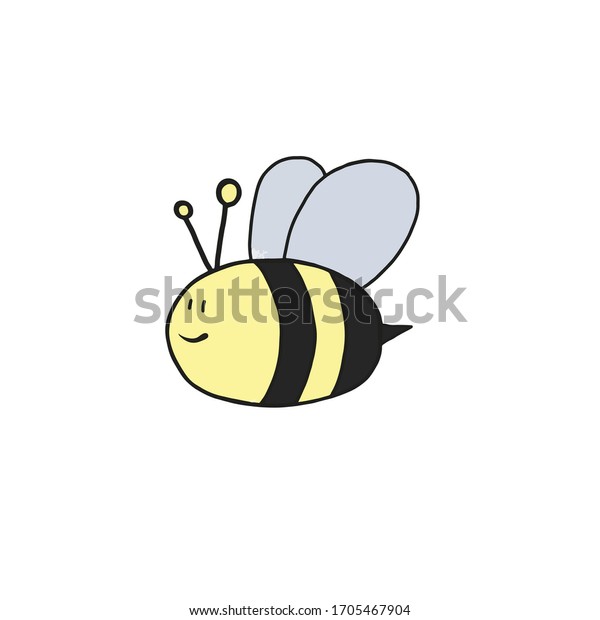 Cute Bee Cartoon Style Isolated On Stock Vector (Royalty Free ...