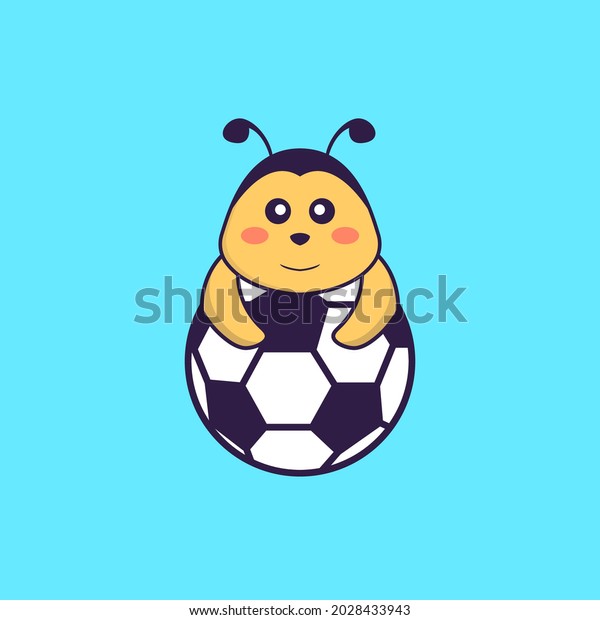 Cute Bee Playing Soccer Animal Cartoon Stock Vector (Royalty Free ...