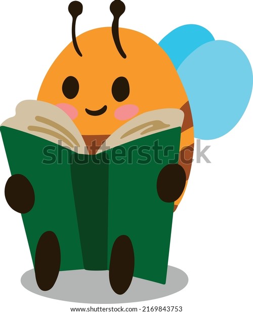 Cute Bee Reading Book Cartoon Bee: เวกเตอร์สต็อก (ปลอดค่าลิขสิทธิ์ ...