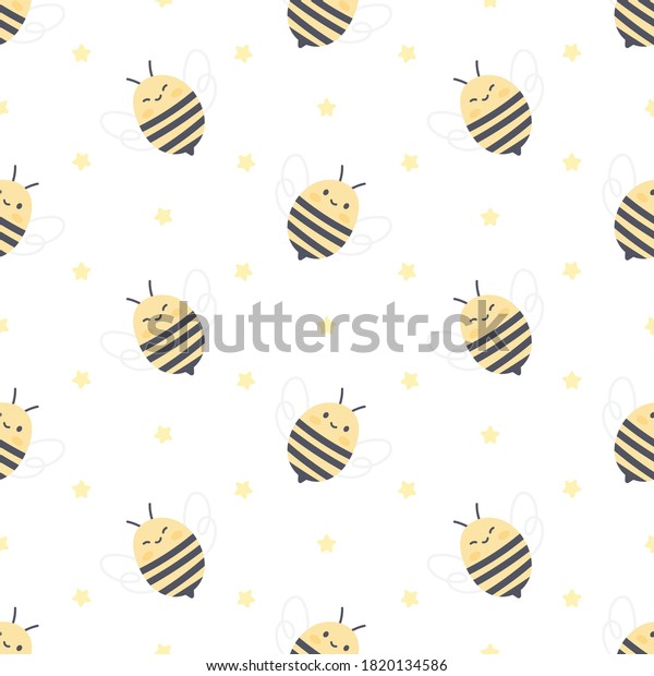Cute Bee Stars Seamless Background Repeating Stock Vector (Royalty Free ...