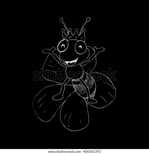 Cute Bee Wearing Crown Perched On Stock Vector (Royalty Free) 406362391 ...