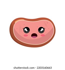 Cute Beef Steak Character Cartoon Style Stock Vector (Royalty Free ...