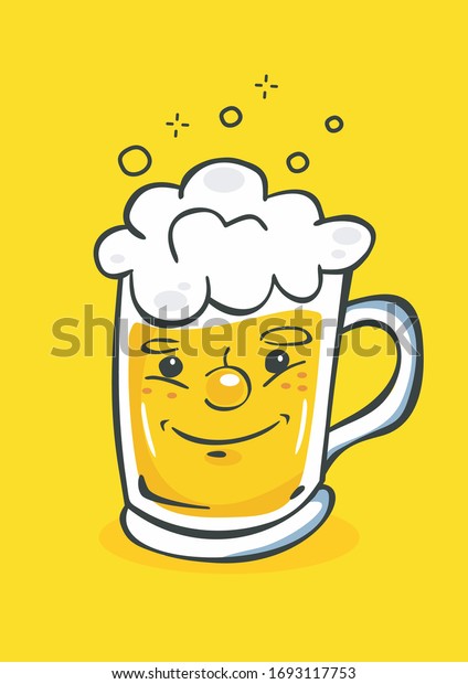 Cute Beer Mug Smiling Face On Stock Vector (Royalty Free) 1693117753 ...